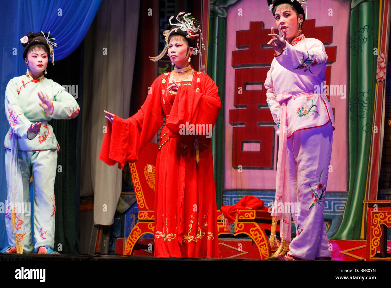 A local performance of Cantonese opera at temporary theatre in Hong ...