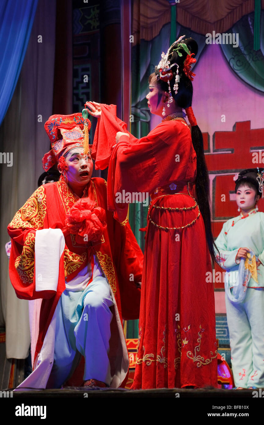 A local performance of Cantonese opera at temporary theatre in Hong ...