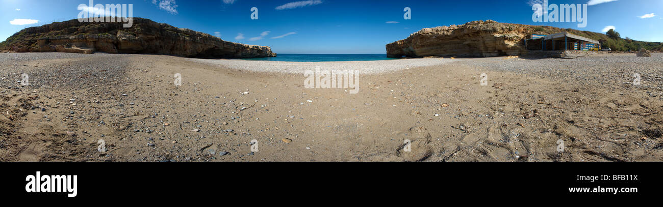 360 degree panorama of deserted beach Crete Greece Stock Photo - Alamy