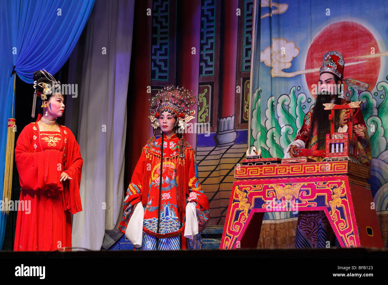 A local performance of Cantonese opera at temporary theatre in Hong ...