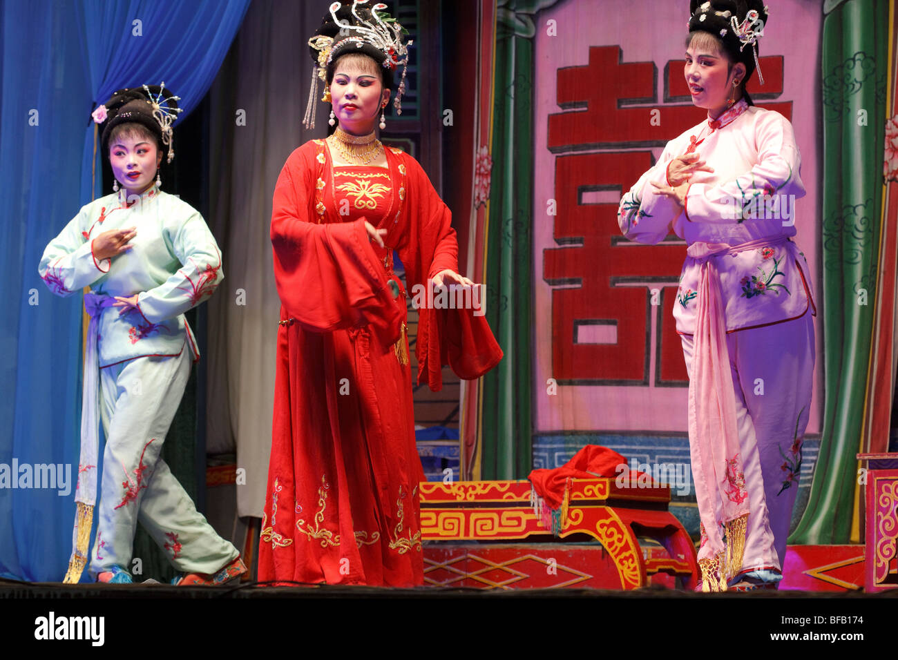 A local performance of Cantonese opera at temporary theatre in Hong ...
