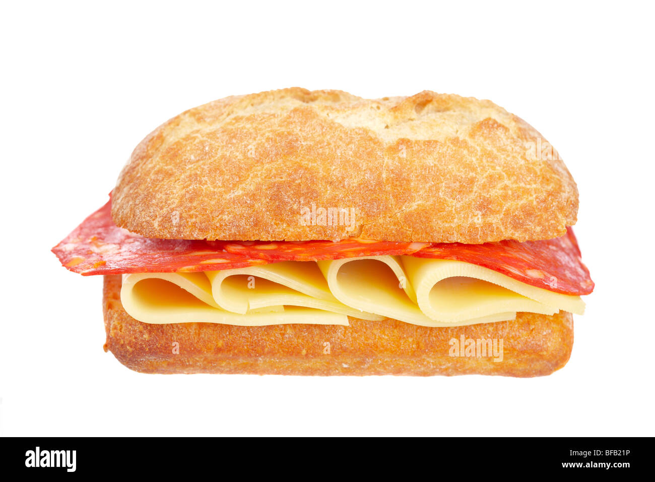 Delicious sandwich with spanish chorizo and cheese. Shallow depth of ...