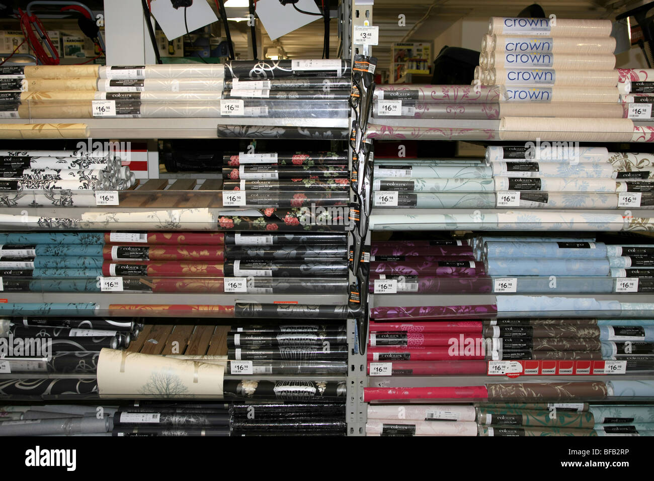 Wallpaper on sale in a DIY Store Stock Photo - Alamy