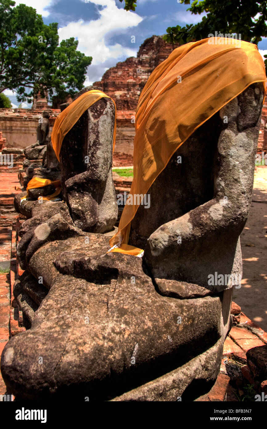 Buddhist statues, Ayutthaya, old capital of Siam, Thailand Stock Photo ...
