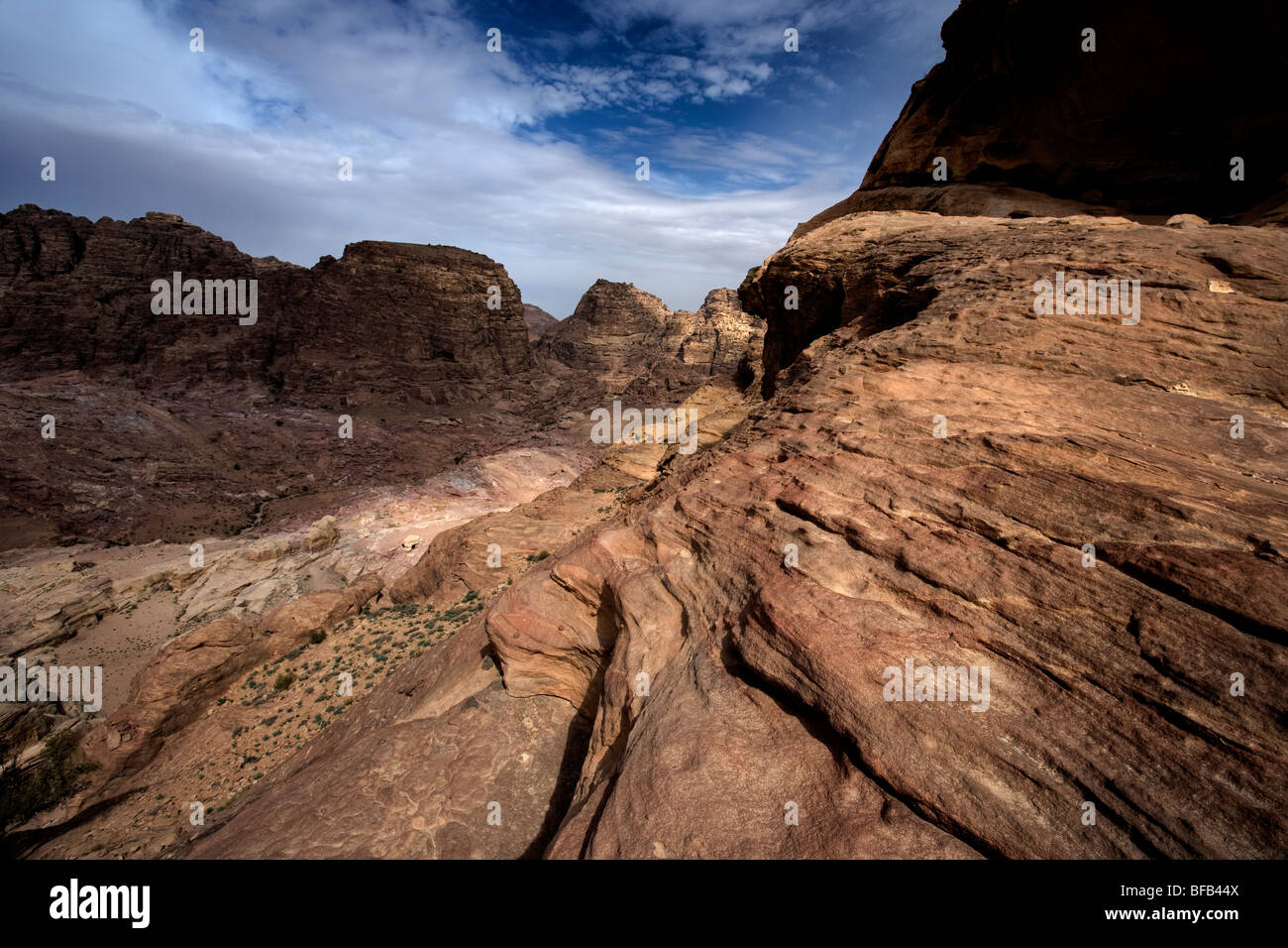 Views from the walking path Wadi Al-Farasa, Petra, Jordan Stock Photo ...