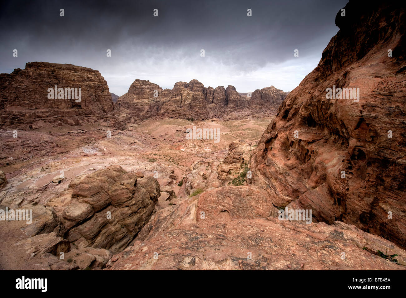 Views from the walking path Wadi Al-Farasa, Petra, Jordan Stock Photo ...