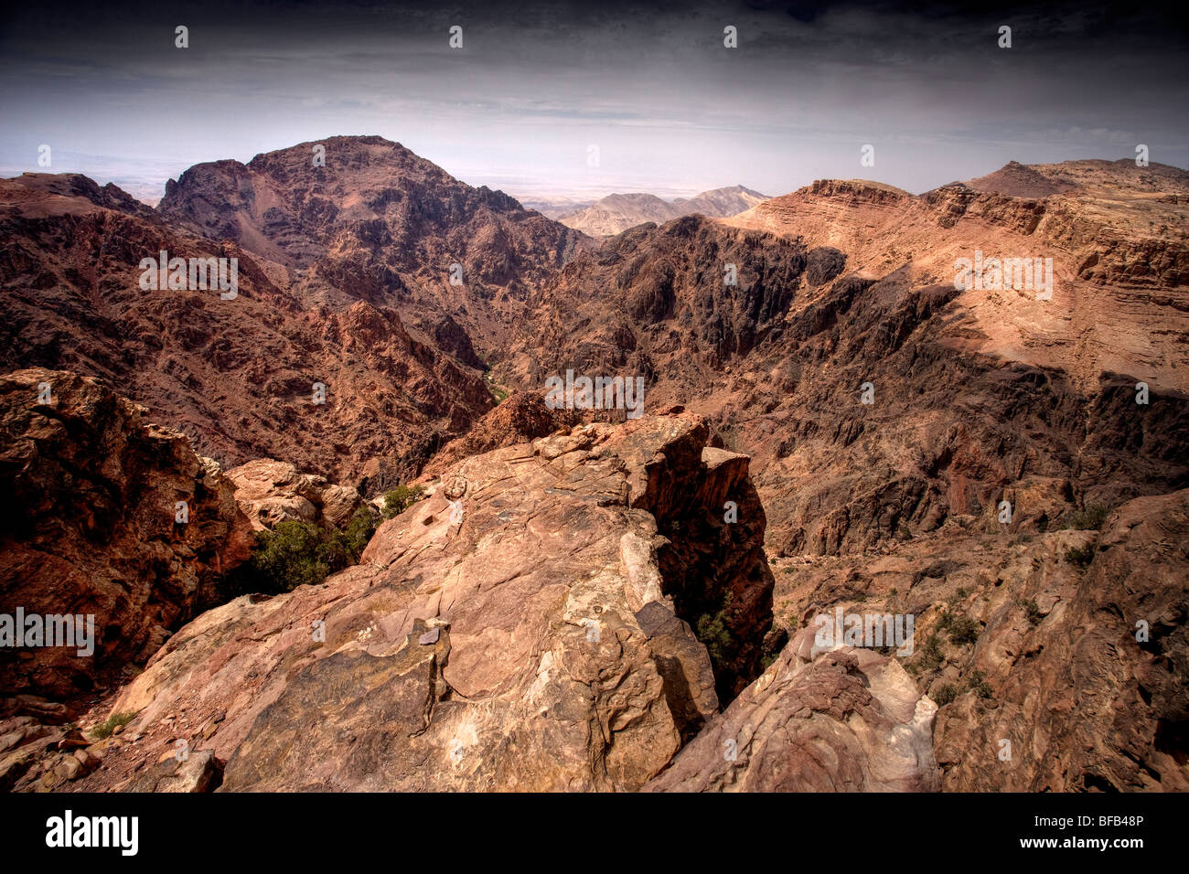 View point overlooking Wadi Araba from Ad-Deir monastery, Petra, Jordan ...