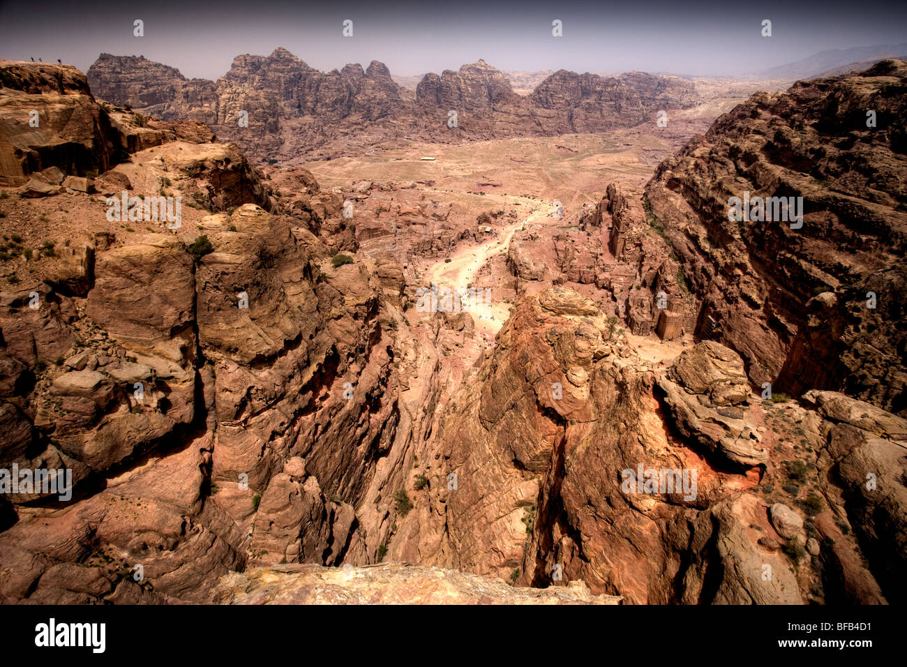View down rocky valley, Petra, Jordan Stock Photo - Alamy