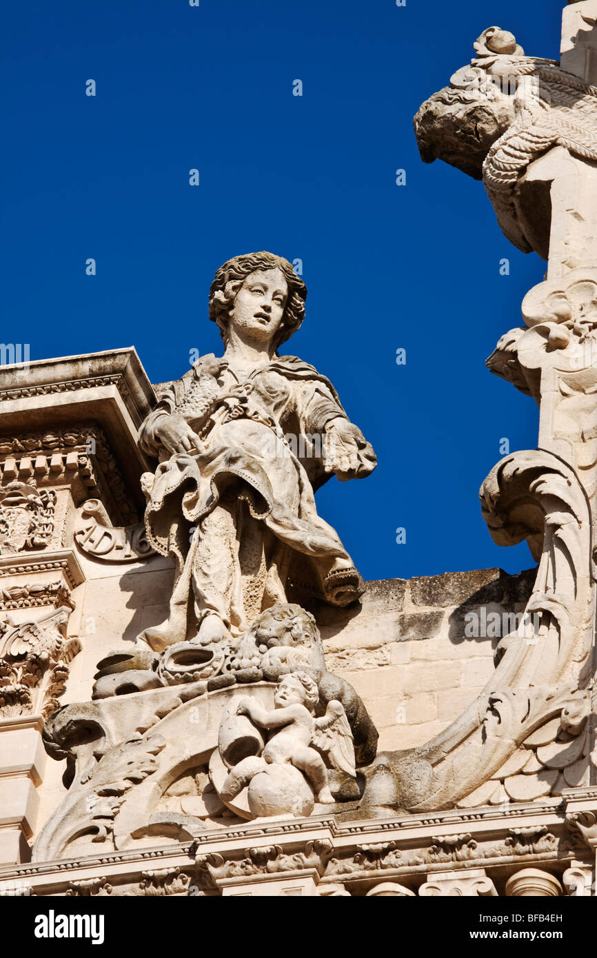 Architectural detail Basilica Di Santa Croce Lecce Puglia Italy Stock ...