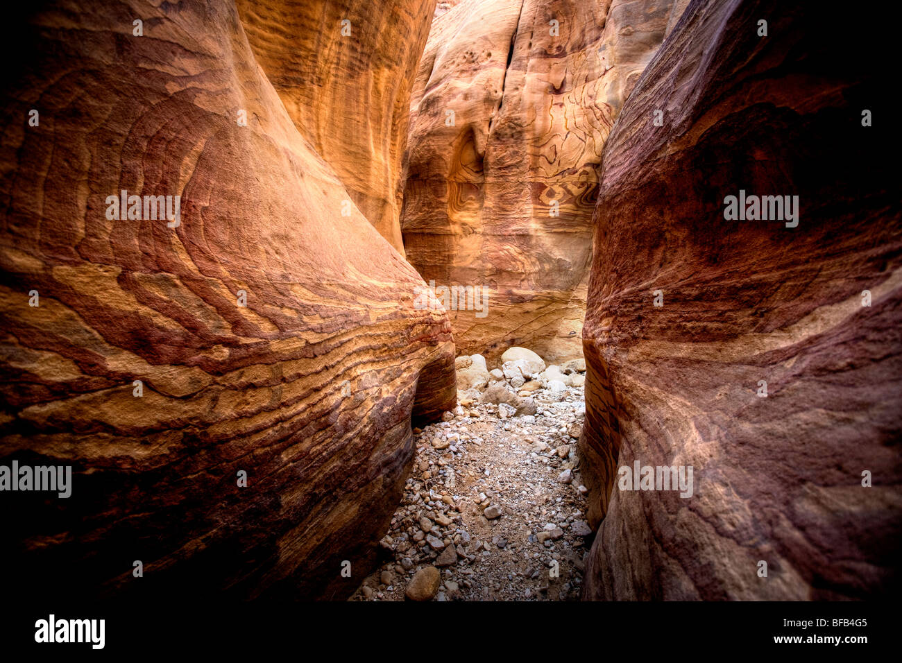Dry river channel at Wadi Al-Mudhlim, Petra, Jordan Stock Photo - Alamy