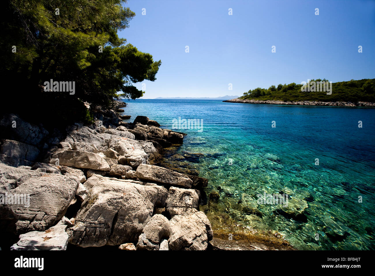 Beautiful secluded bay with crystal clear waters on Korcula Island ...