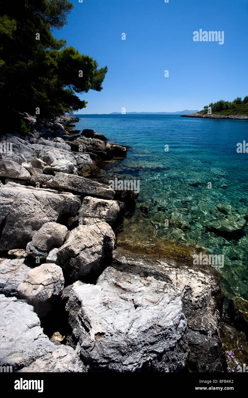 Beautiful secluded bay with crystal clear waters on Korcula Island ...