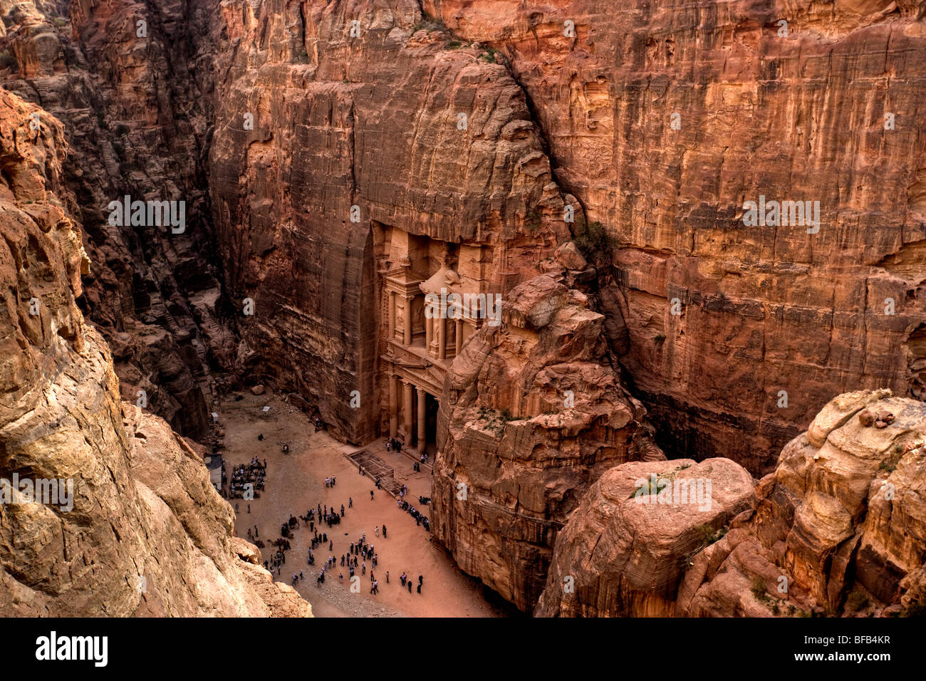 View of the Treasury, Al-Khazneh, from above Petra, Jordan Stock Photo ...