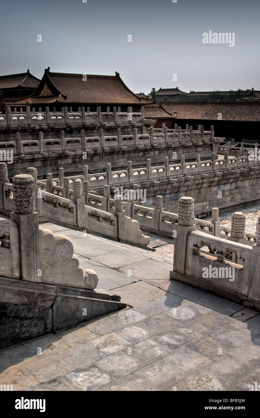 Courtyard and steps inside the Forbidden City, Beijing, China Stock ...