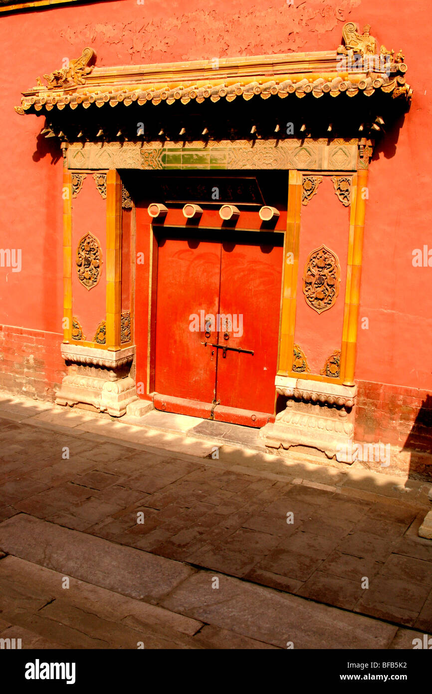 Ornate wooden door inside the Forbidden City, Beijing, China Stock ...
