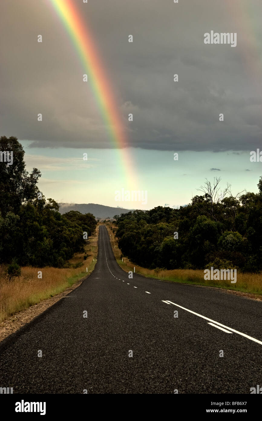 Open road and rainbow, Queensland highways, Australia Stock Photo - Alamy