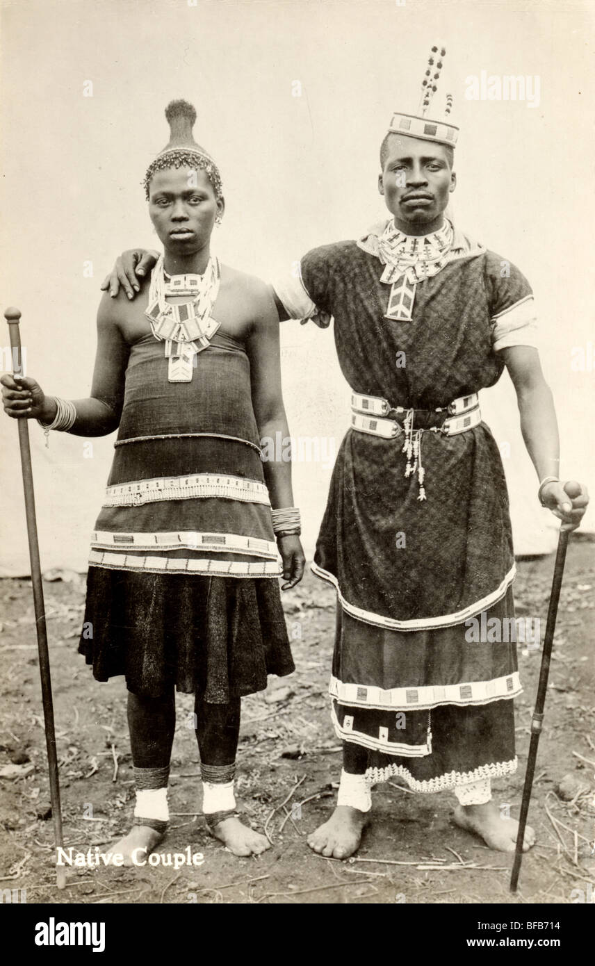 Native South African Couple in Traditional Garb Stock Photo - Alamy