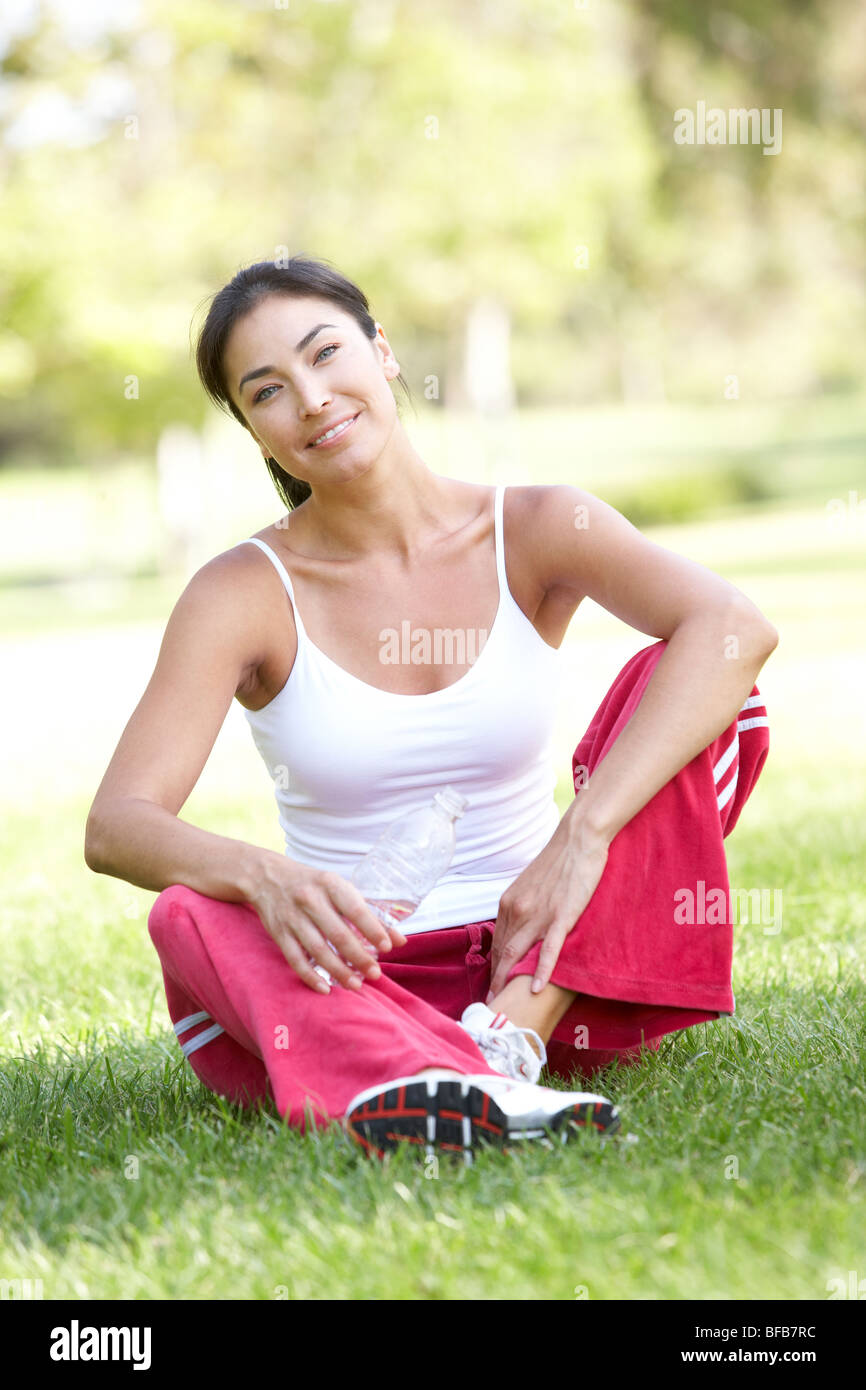 Young Woman Resting After Exercise Stock Photo - Alamy