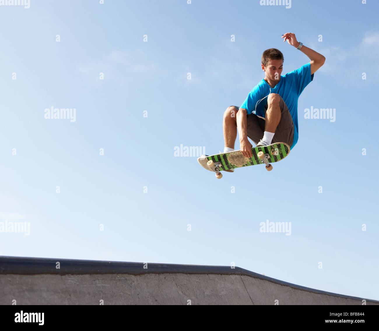 Teenage Boy In Skateboard Park Stock Photo - Alamy