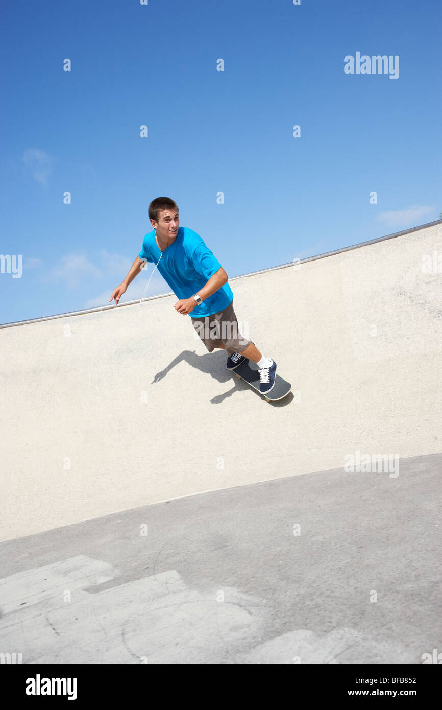Teenage Boy In Skateboard Park Stock Photo - Alamy