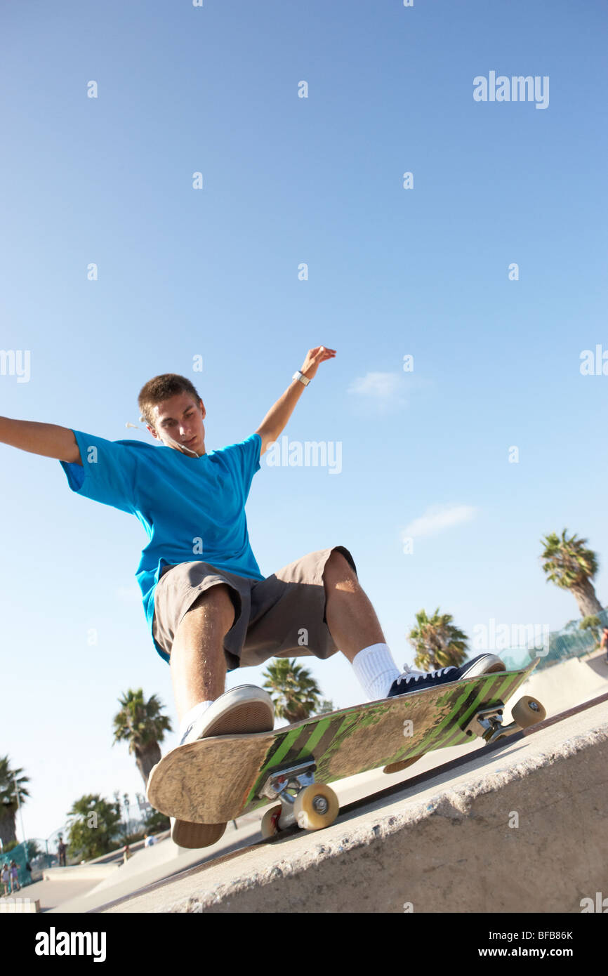 Teenage Boy In Skateboard Park Stock Photo - Alamy