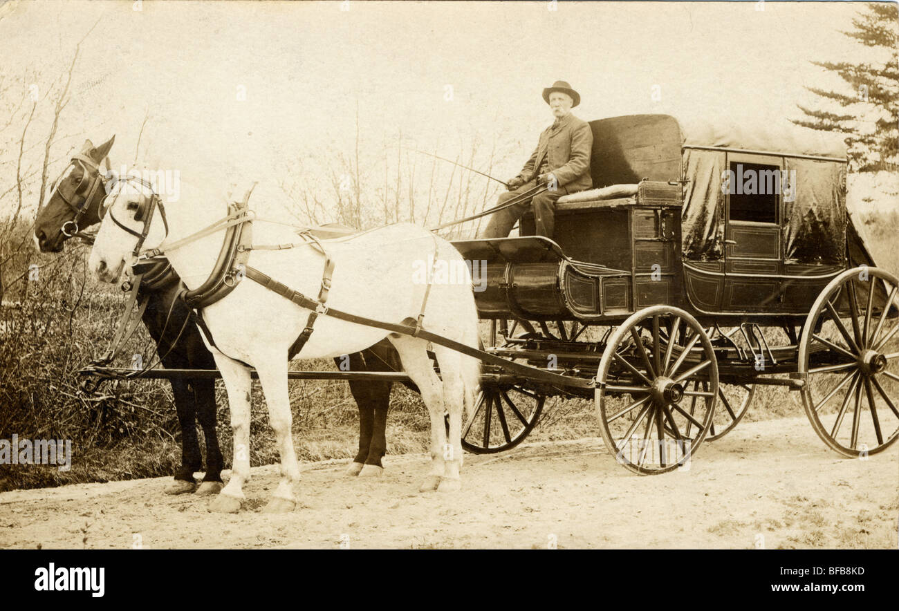 Stagecoach Driver Driving Mixed Team of Horses Stock Photo - Alamy