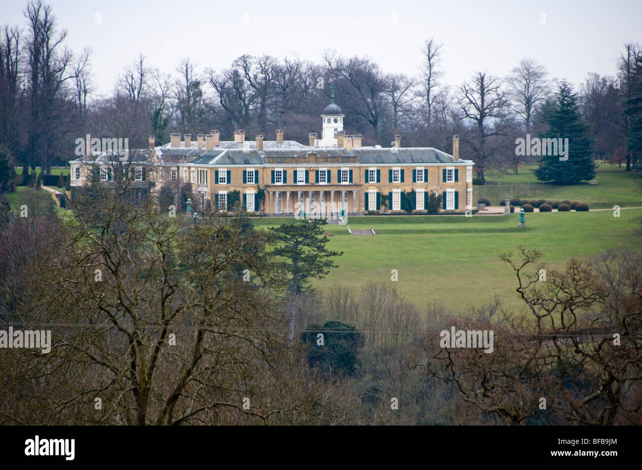 Distant view of large country house from footpath Stock Photo - Alamy
