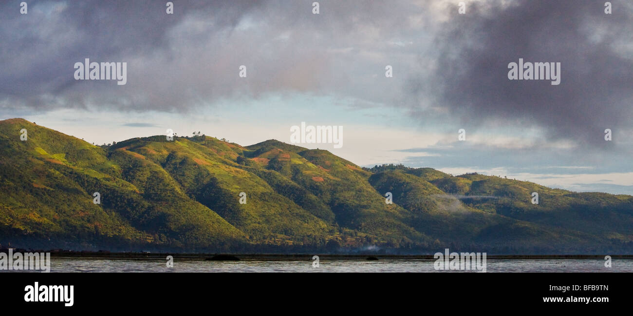 Mountain range surrounding Inle Lake in Shan State, Myanmar Stock Photo ...