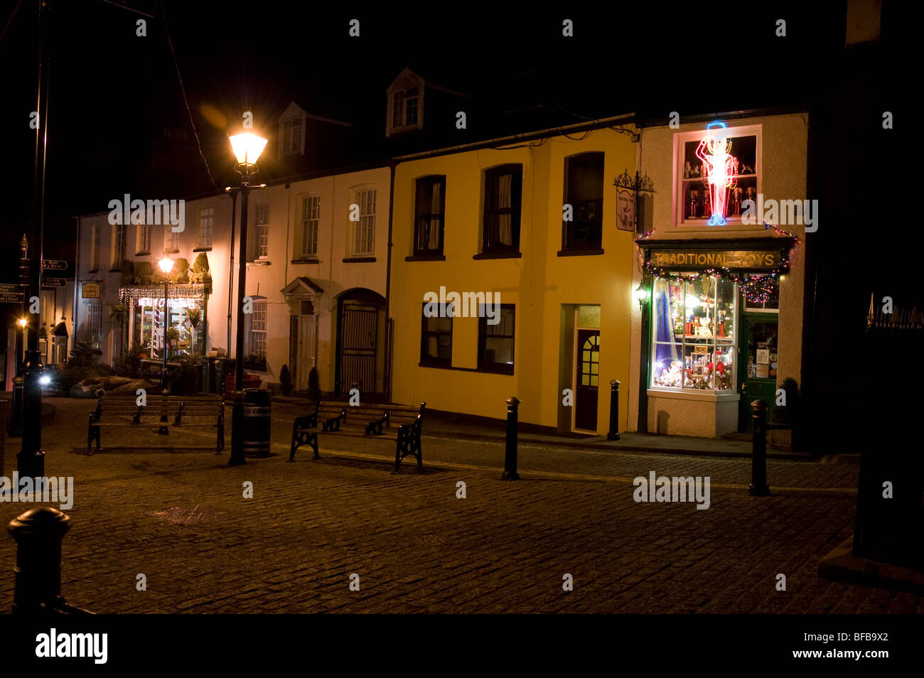 Llantrisant, The Bullring at Night before Christmas Stock Photo - Alamy