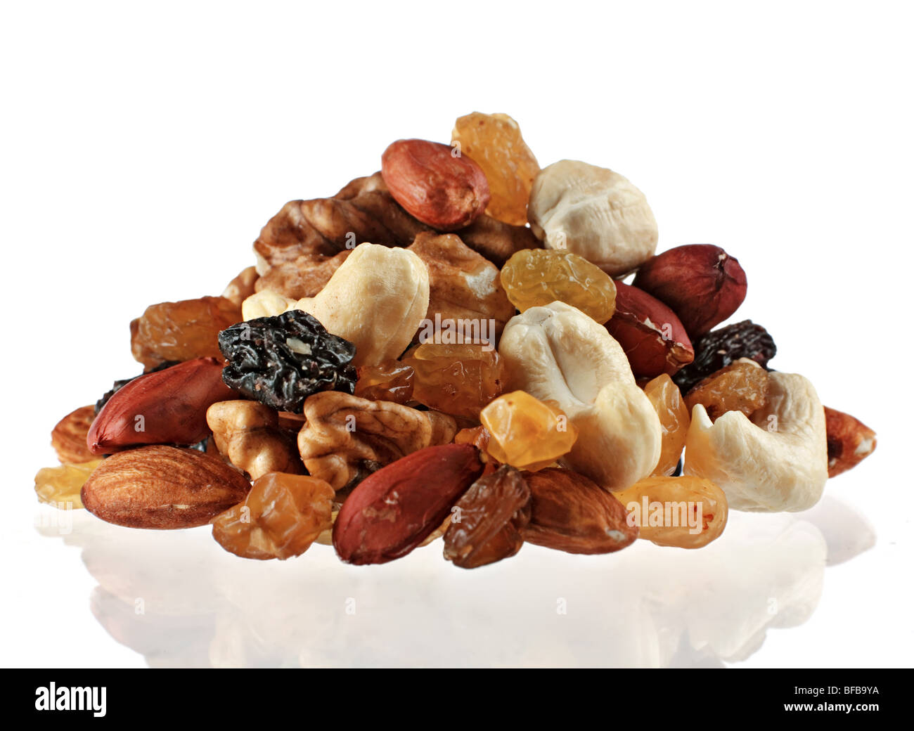 Mix dry raisin and nut n white background Stock Photo - Alamy