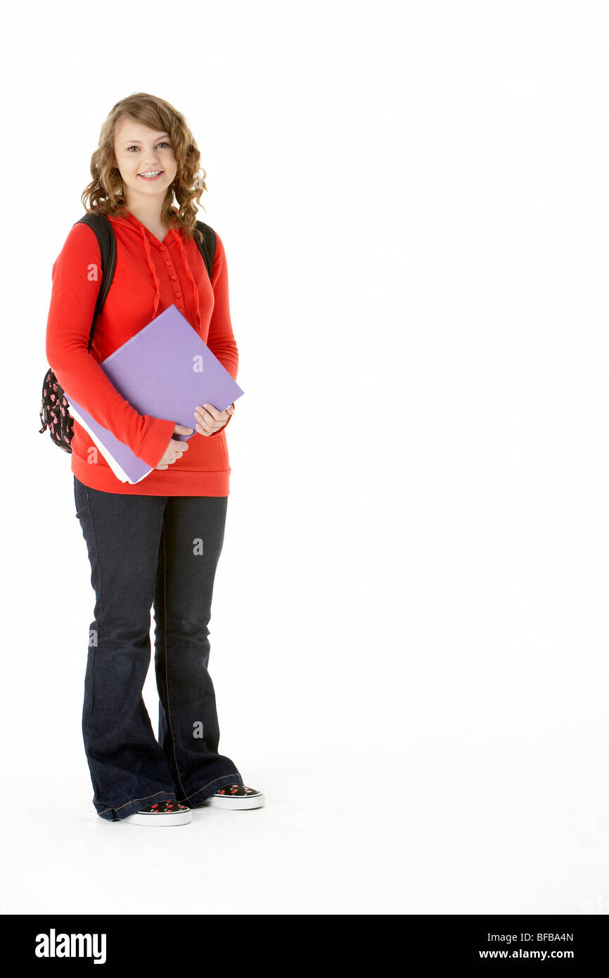 Full Length Studio Portrait Of Female Teenage Student Stock Photo - Alamy
