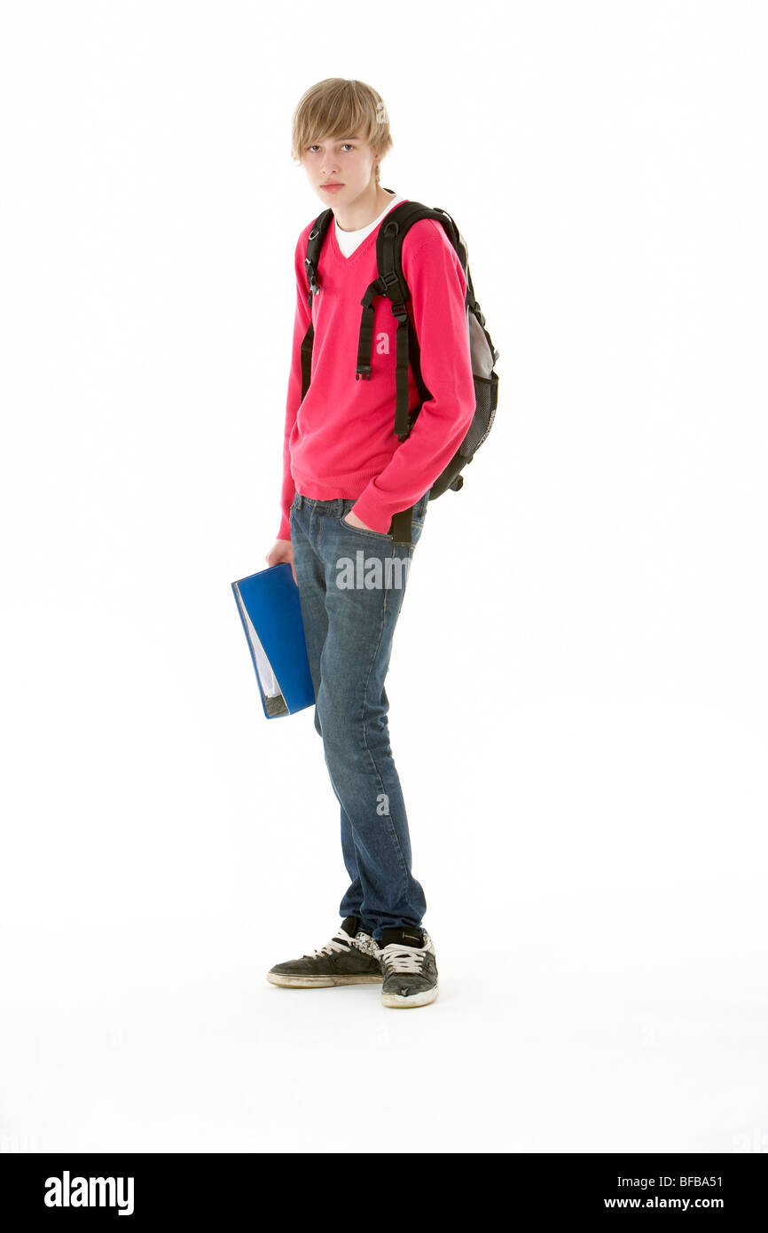 Full Length Studio Portrait Of Male Teenage Student Stock Photo - Alamy
