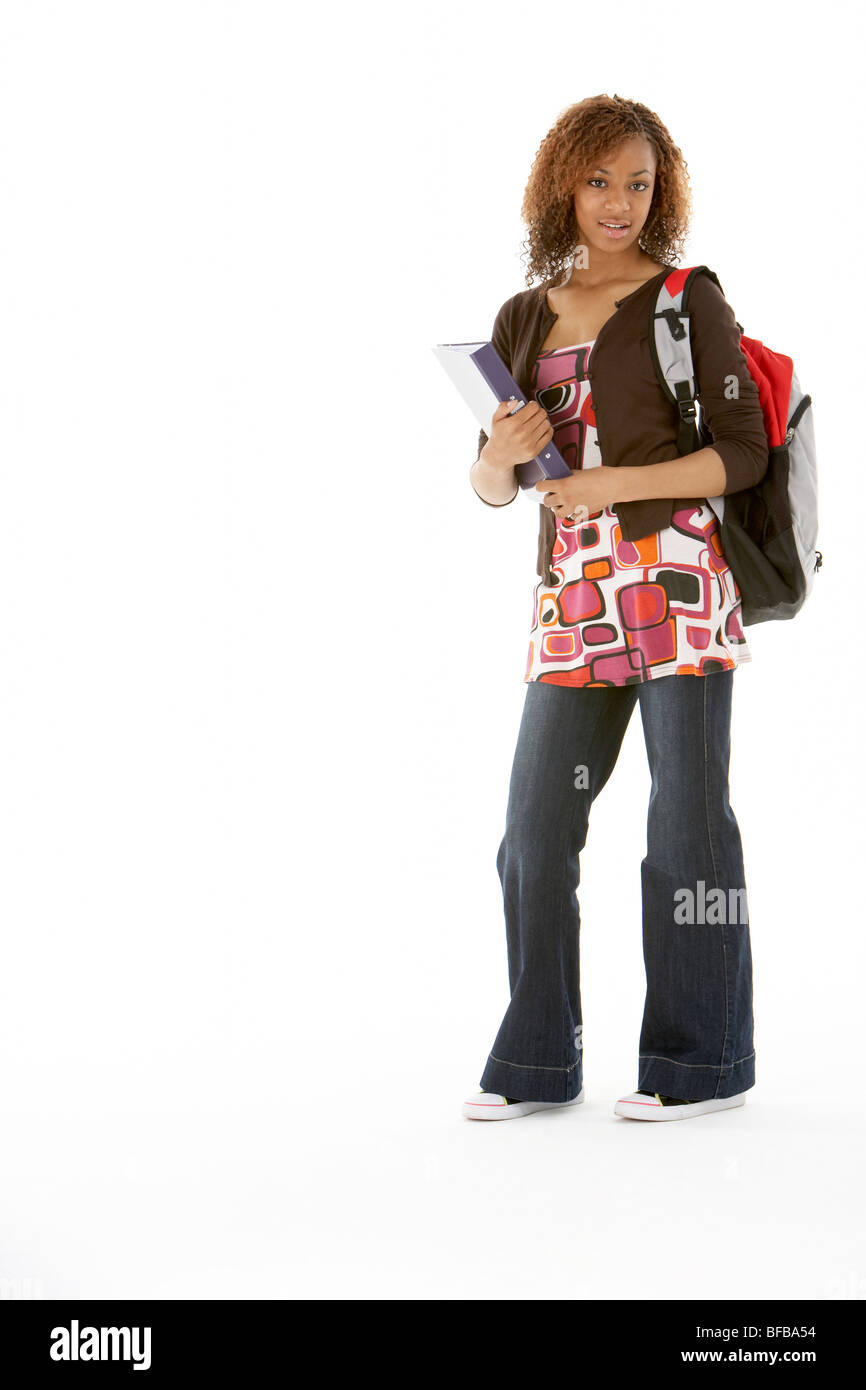 Full Length Studio Portrait Of Female Teenage Student Stock Photo - Alamy