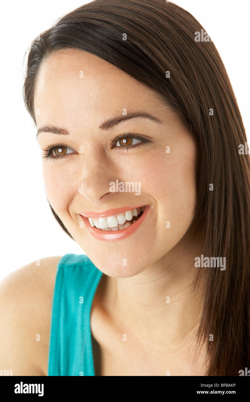 Studio Portrait Of Smiling Woman Stock Photo - Alamy