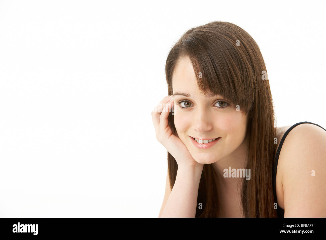 Studio Portrait Of Teenage Girl On White Background Stock Photo - Alamy