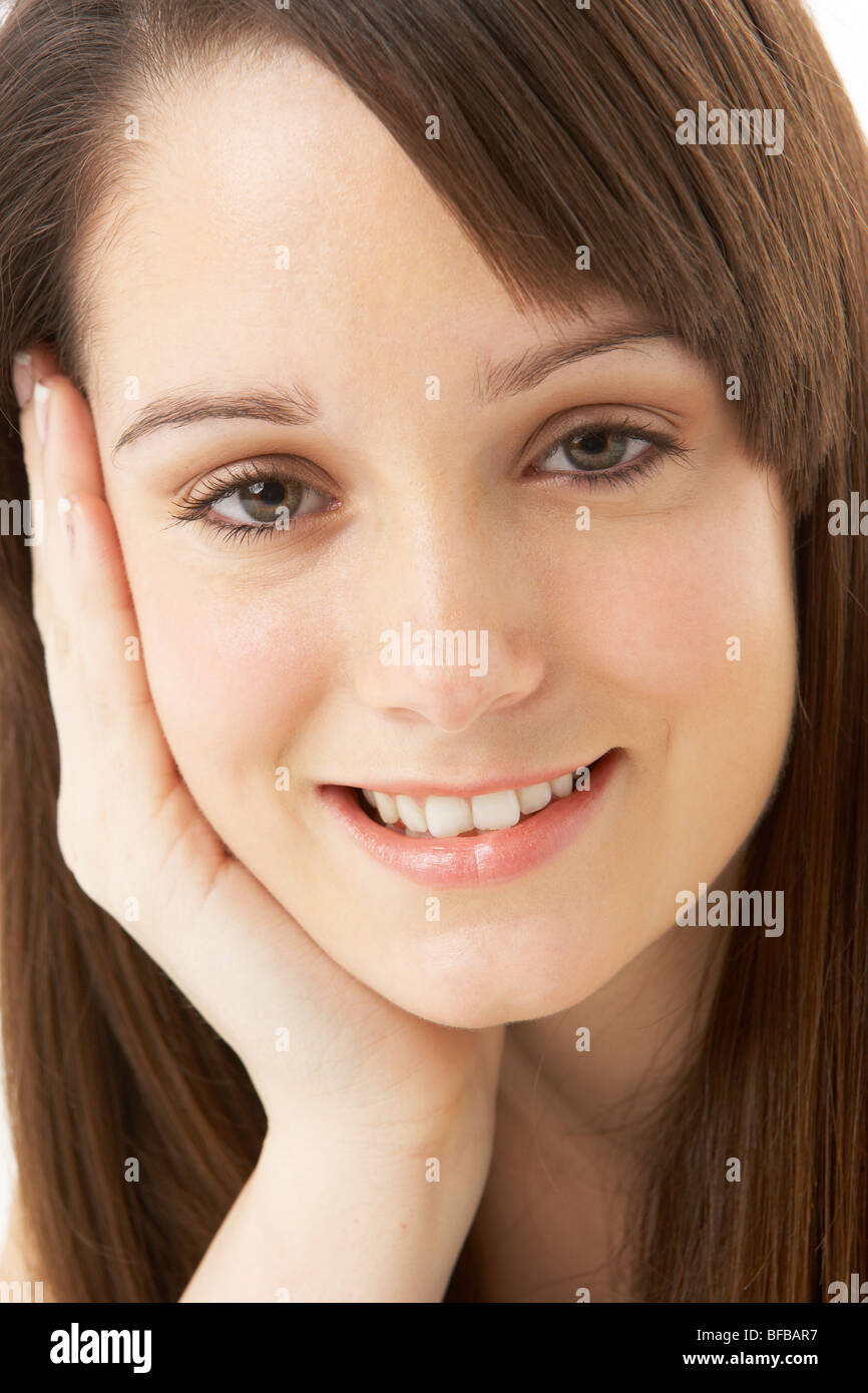 Studio Portrait Of Teenage Girl On White Background Stock Photo - Alamy