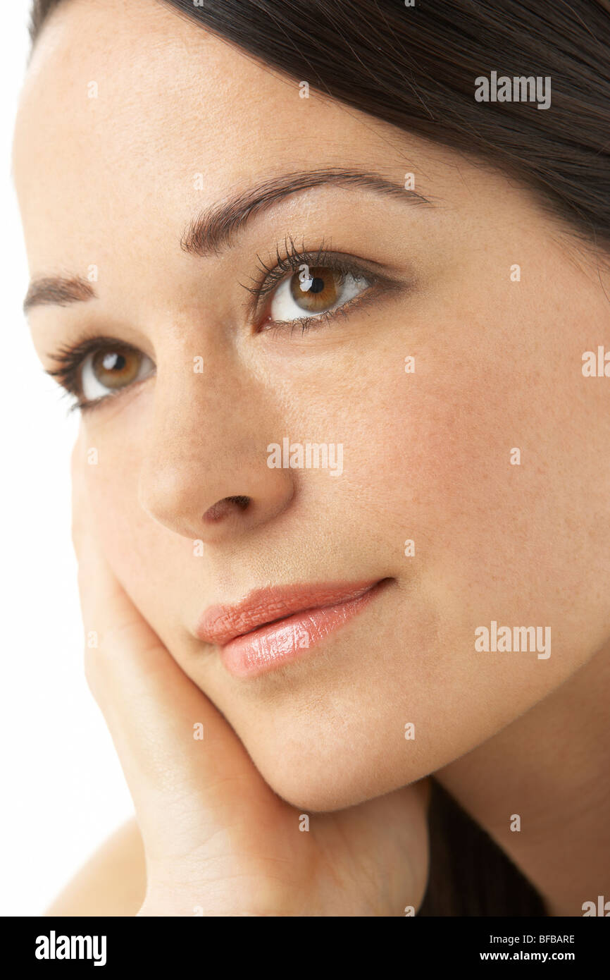 Studio Portrait Of Thoughtful Woman Stock Photo - Alamy