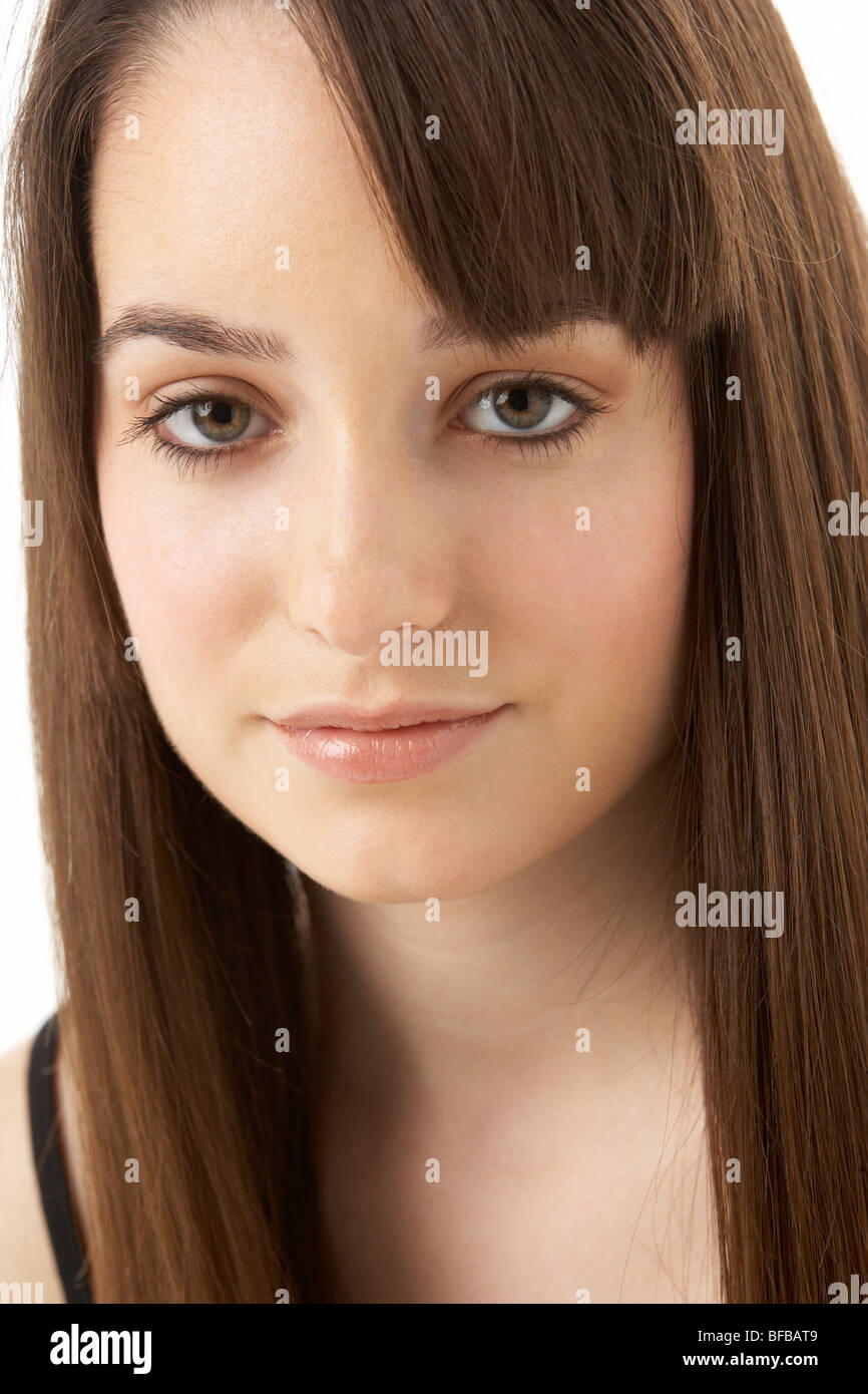 Studio Portrait Of Teenage Girl On White Background Stock Photo - Alamy