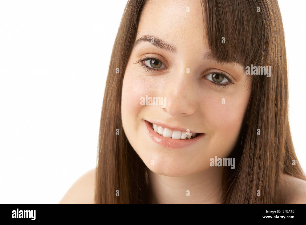 Studio Portrait Of Teenage Girl On White Background Stock Photo - Alamy