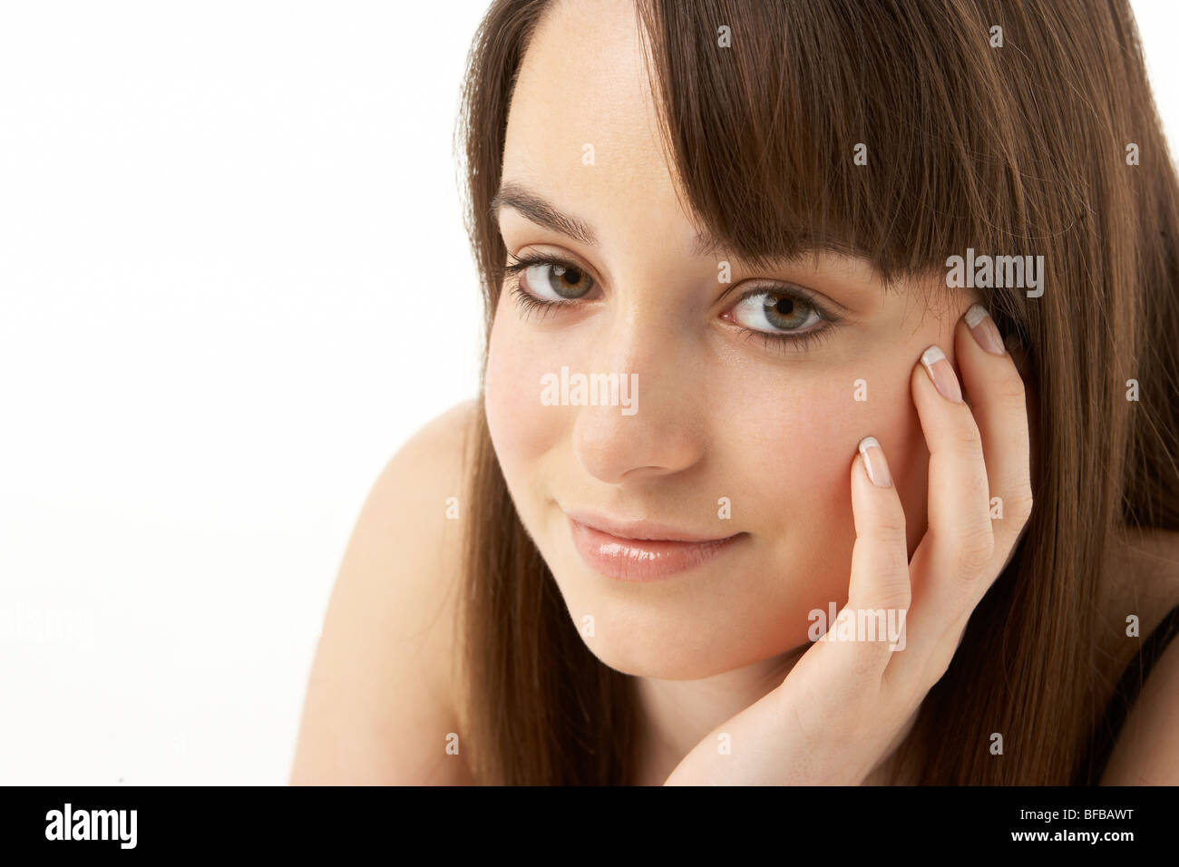 Studio Portrait Of Teenage Girl On White Background Stock Photo - Alamy