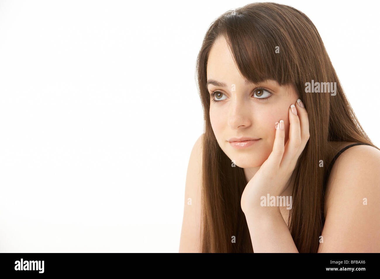 Studio Portrait Of Teenage Girl On White Background Stock Photo - Alamy