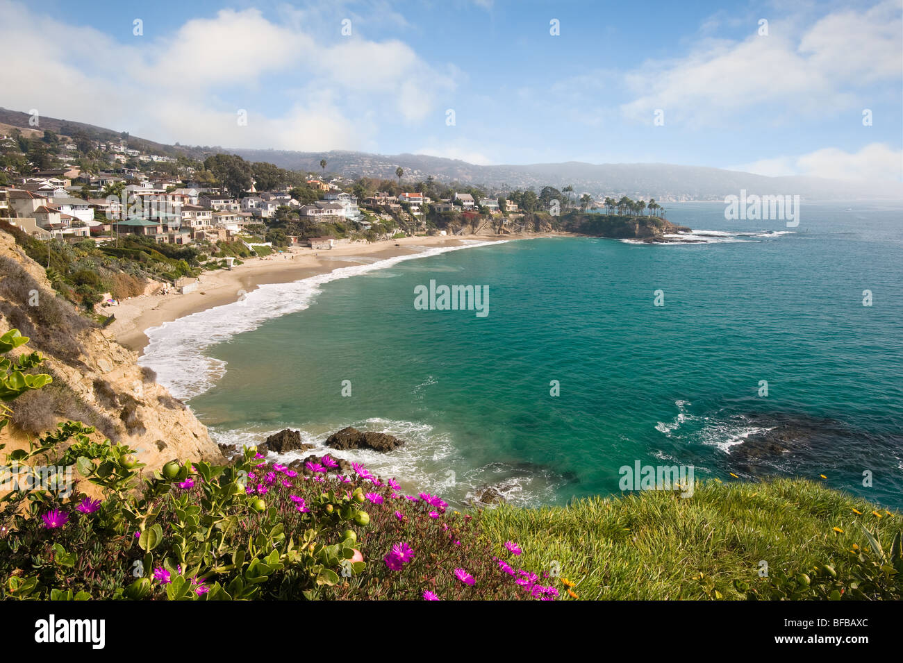 A high angle view of a tropical cove with turquoise water and vibrant ...