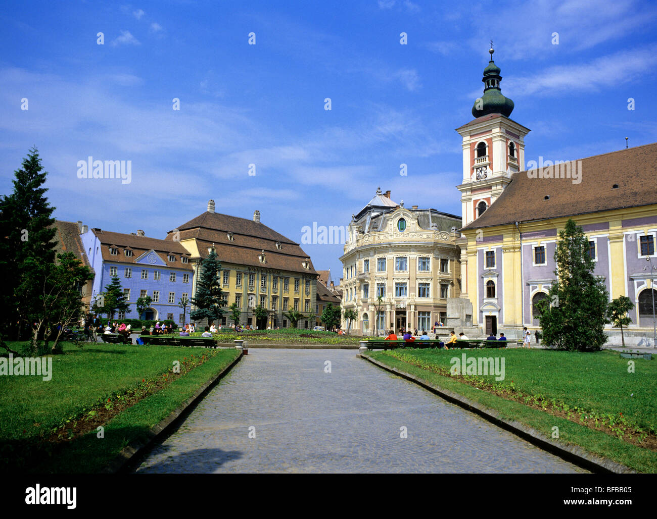 View of The Brukenthal National Museum in Sibiu's Grand Square Stock ...