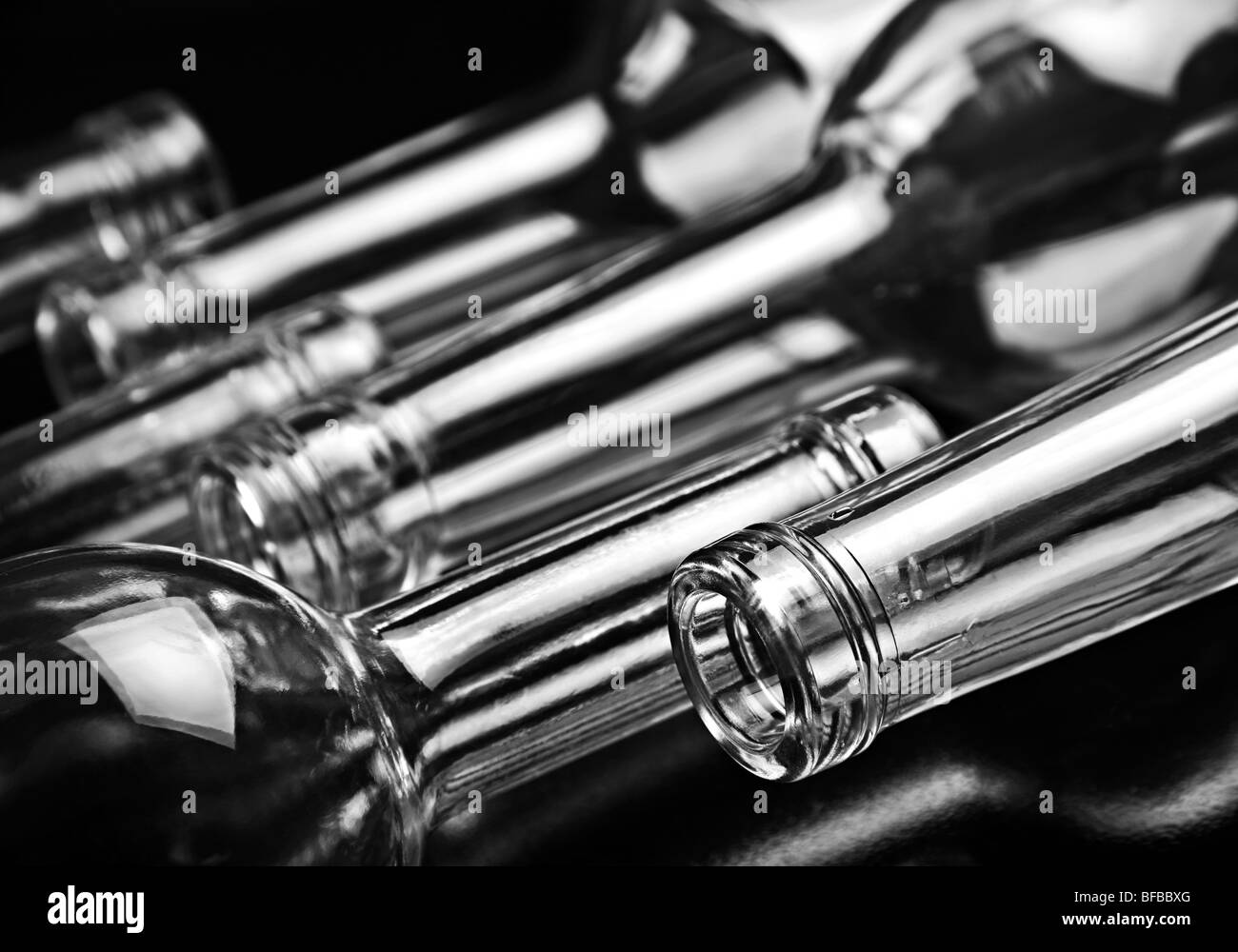 Glass bottle on group Black and White Stock Photos & Images - Alamy