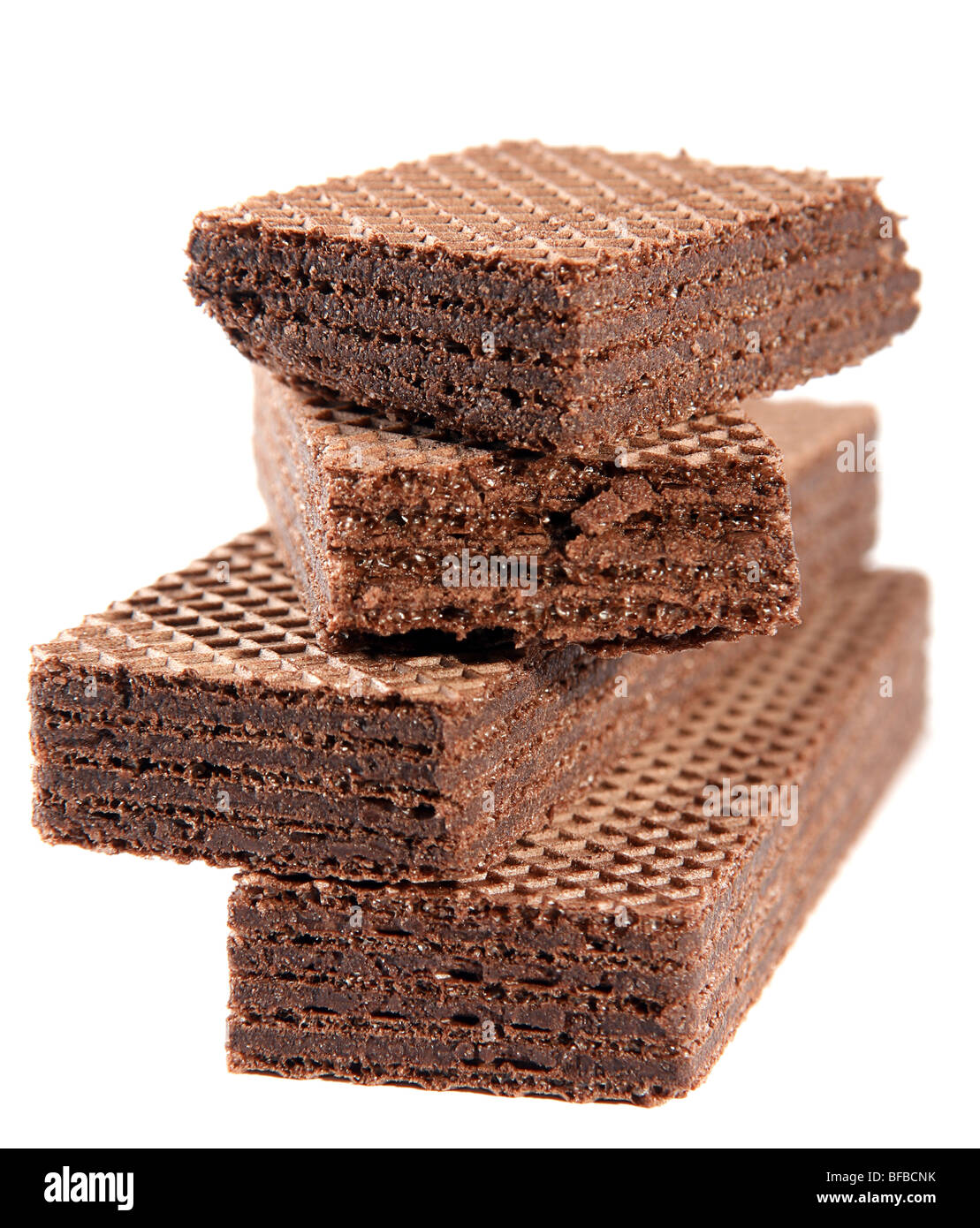 Chocolate brown waffle closeup on white Stock Photo - Alamy