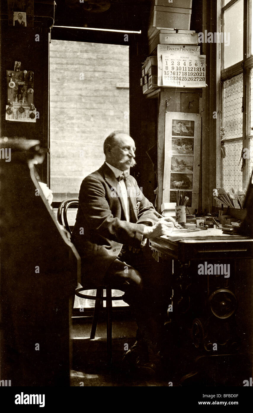 Mustache retro businessman vintage office hi-res stock photography and ...