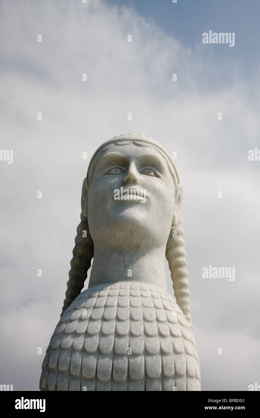 This is the reproduction of the Sphinx of Naxos located infront of the ...