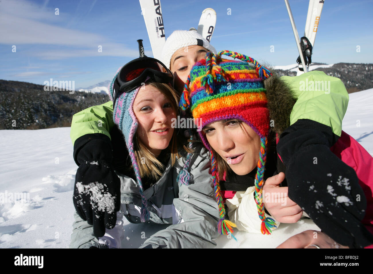 Girls in ski holidays Stock Photo - Alamy