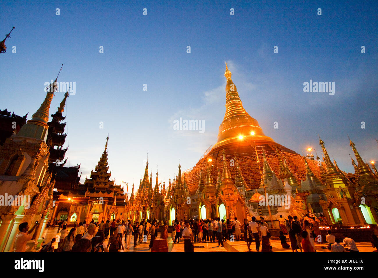 The Shwedagon Pagoda in Yangon at night Stock Photo - Alamy