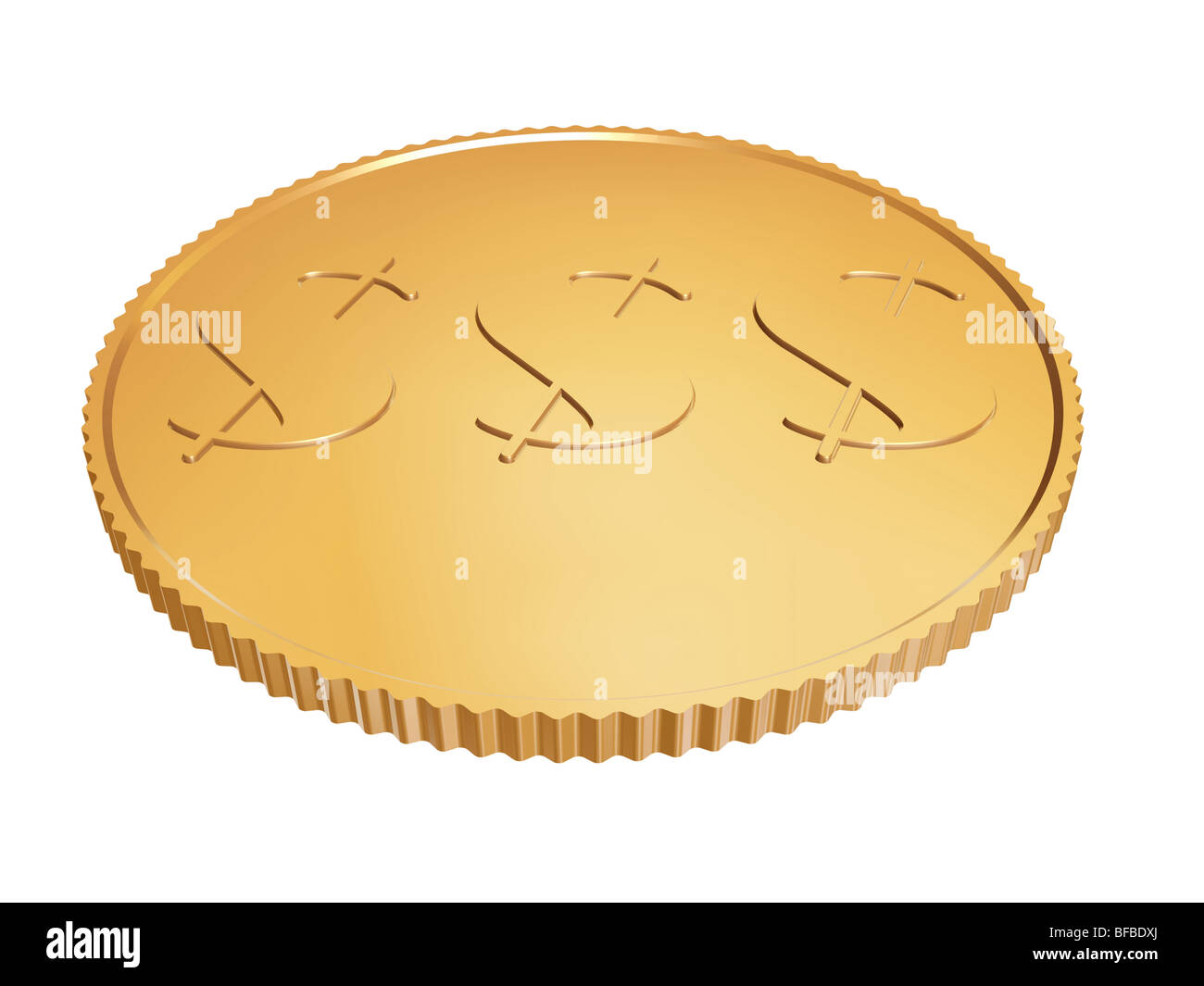 gold 1$ coin on white background Stock Photo - Alamy